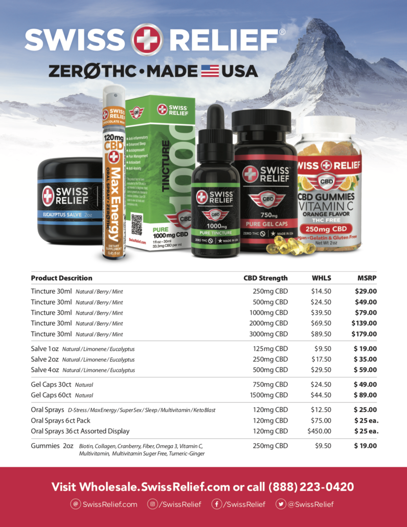 Sellsheet – Swiss Relief Wholesale